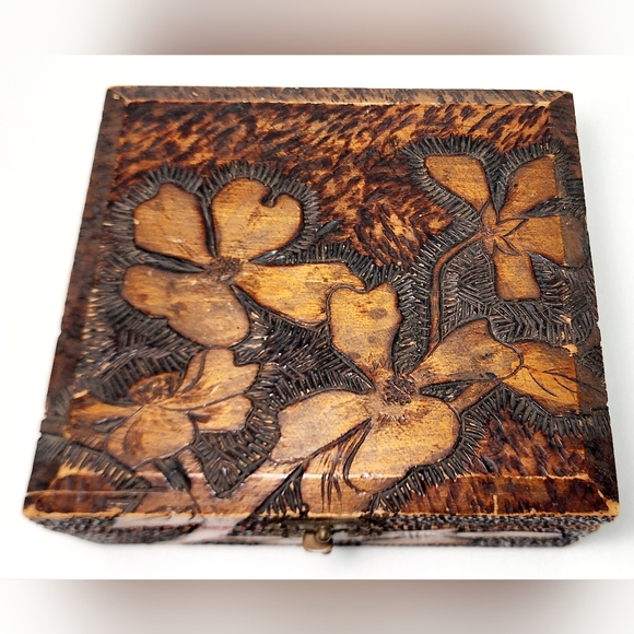 Accents | Vintage Wooden Pyrography Flemish Art Box | Poshmark